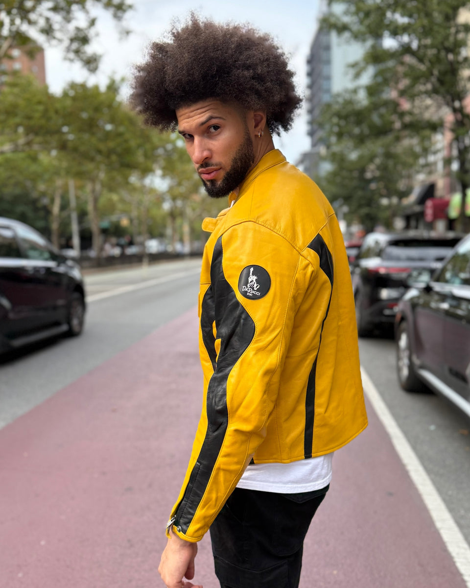 MEN- MOTO STYLE YELLOW & WHITE – DaRucci Leather