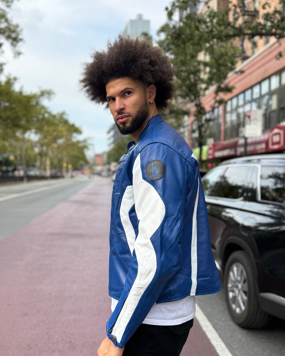 MEN- MOTO STYLE BLUE & WHITE – DaRucci Leather